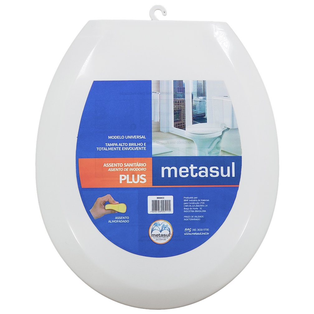 Kit 2 Tampa de Vaso Assento Sanitário Almofadado Branco Slim Metasul Kit 2 Tampa de Vaso Assento Sanitário Almofadado Branco Slim Metasul