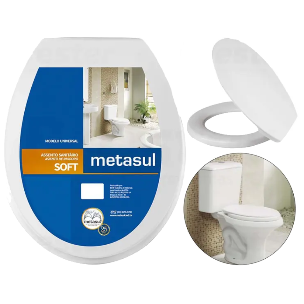 Tampa de Assento Vaso Sanitário Soft Branco Metasul! Tampa de Assento Vaso Sanitário Soft Branco Metasul!